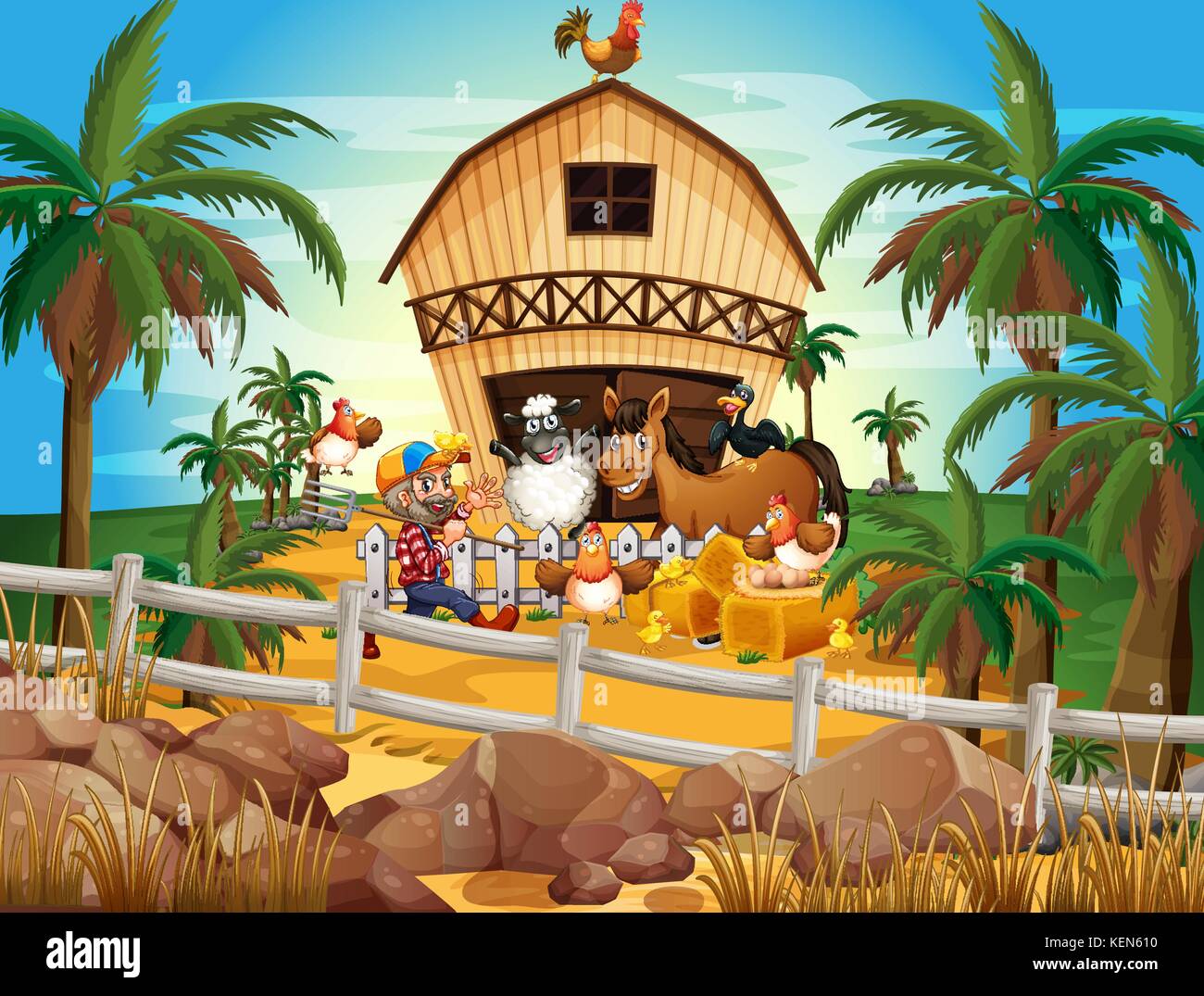 Cartoon rural scene farm animals hi-res stock photography and images ...