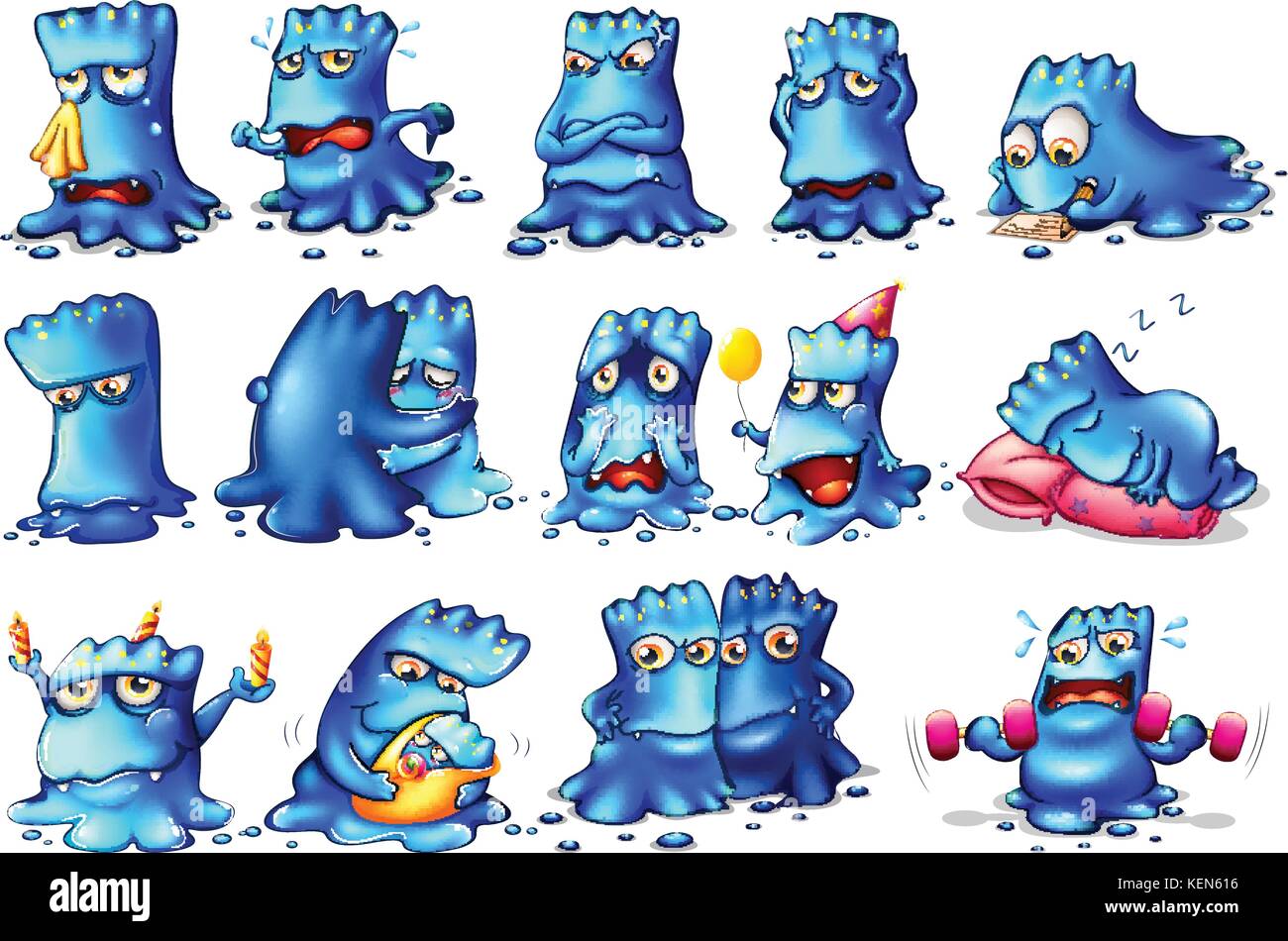 Illustration of a set of monster in many positions Stock Vector Image ...