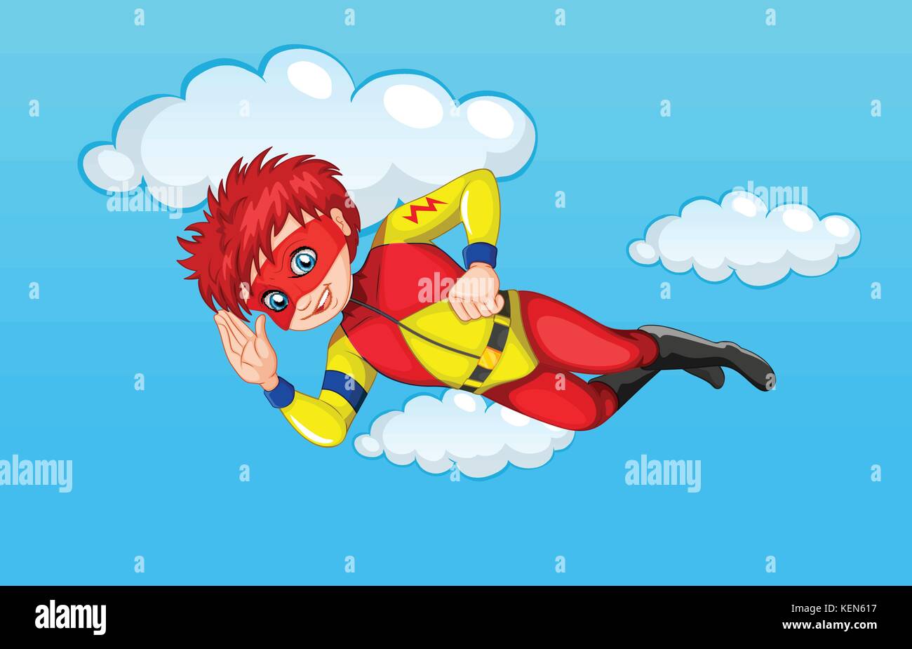 Illustration of superhero flying in sky Stock Vector Image & Art - Alamy