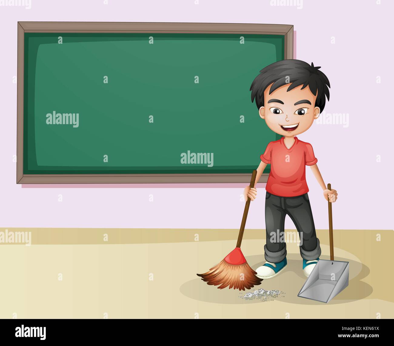 Student Sweeping The Floor