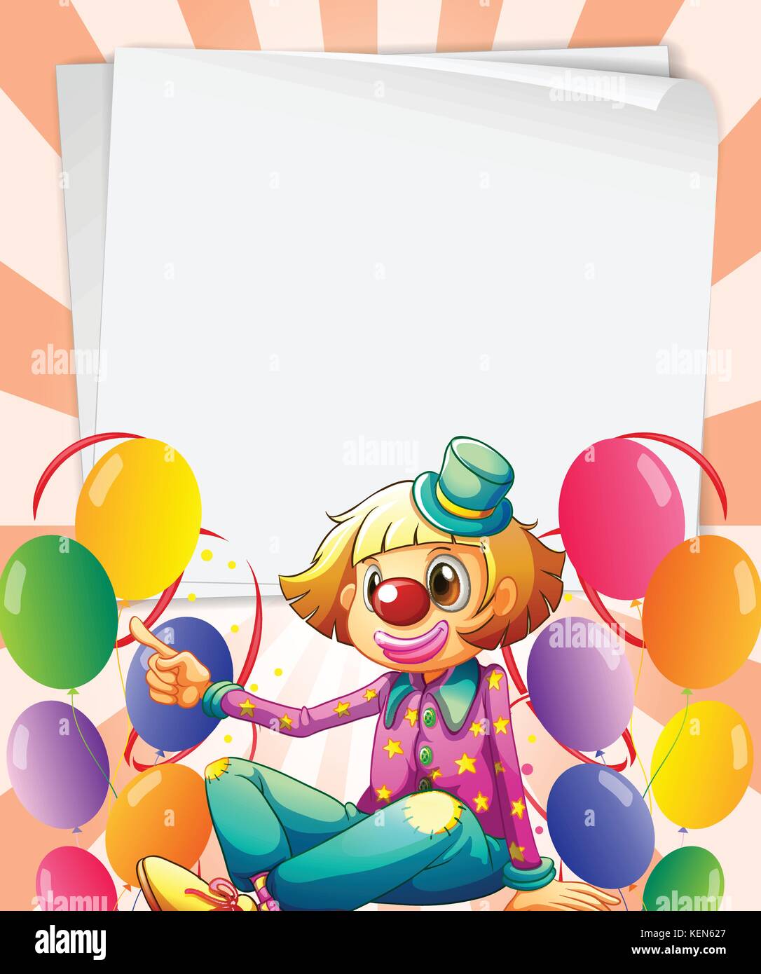 Illustration of the empty bondpapers with a clown and balloons Stock ...