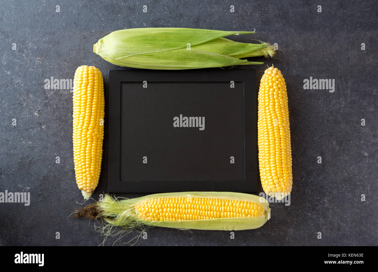 yellow sweet corn with frame-copy space Stock Photo - Alamy