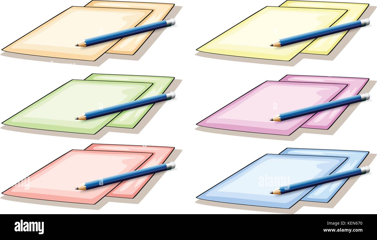 Illustration of color papers with pencil on them Stock Vector Image ...