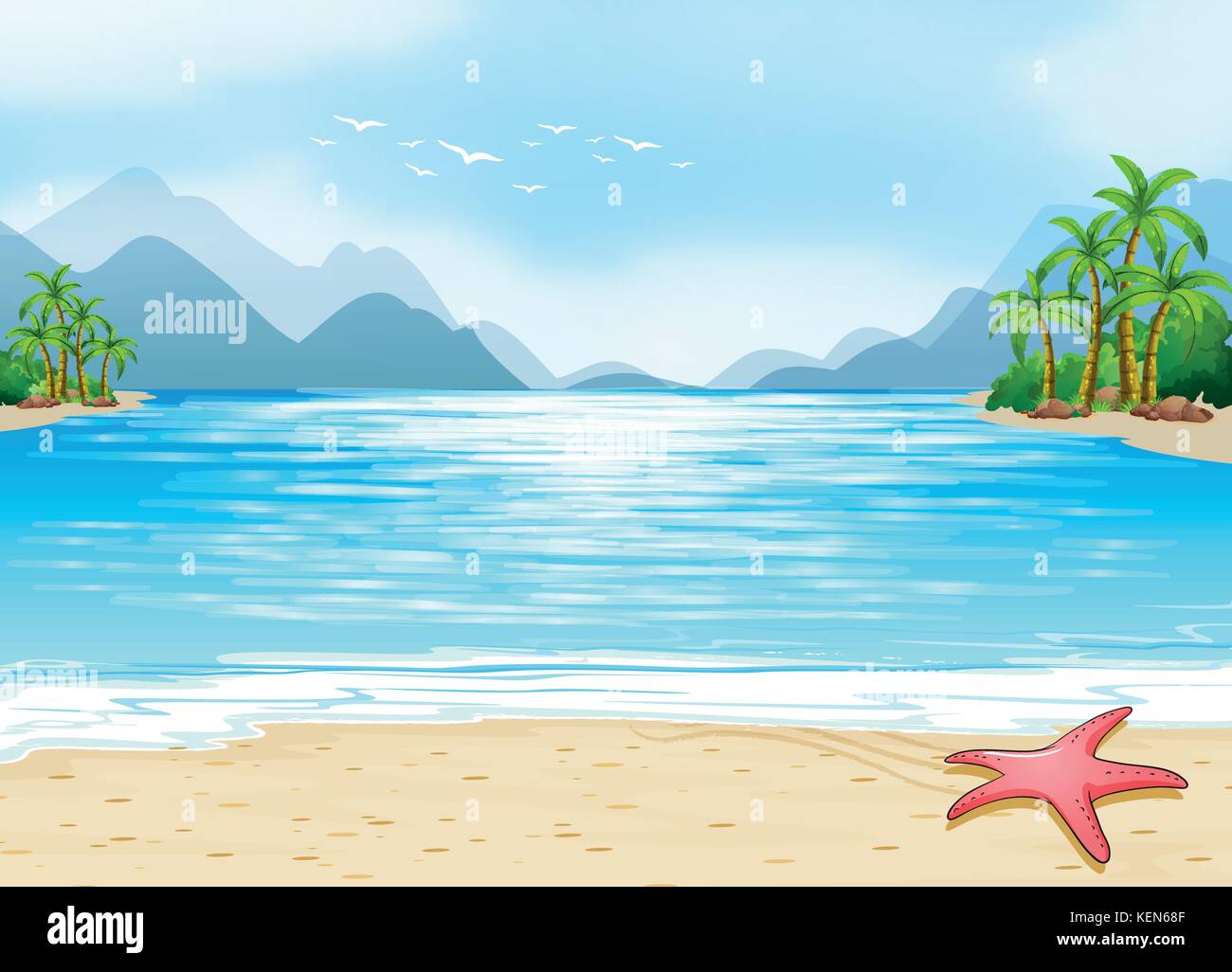 Beautiful view ocean land Stock Vector Images - Alamy
