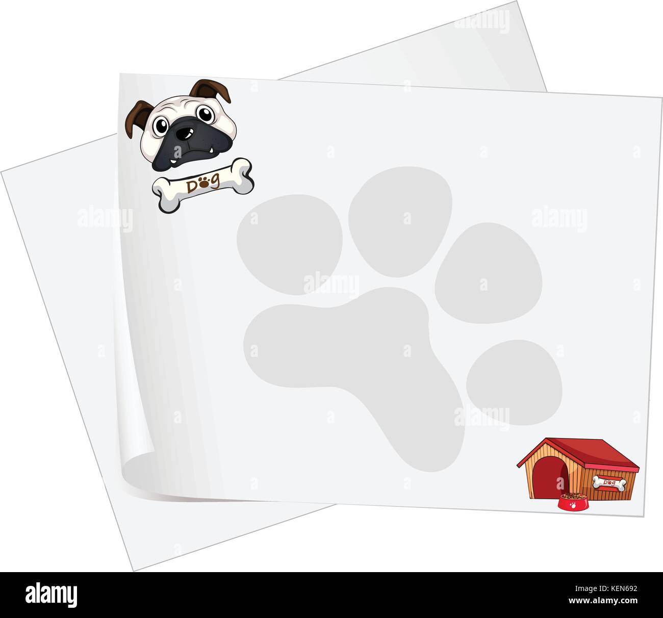 Illustration of the empty papers with a dog on a white background Stock ...