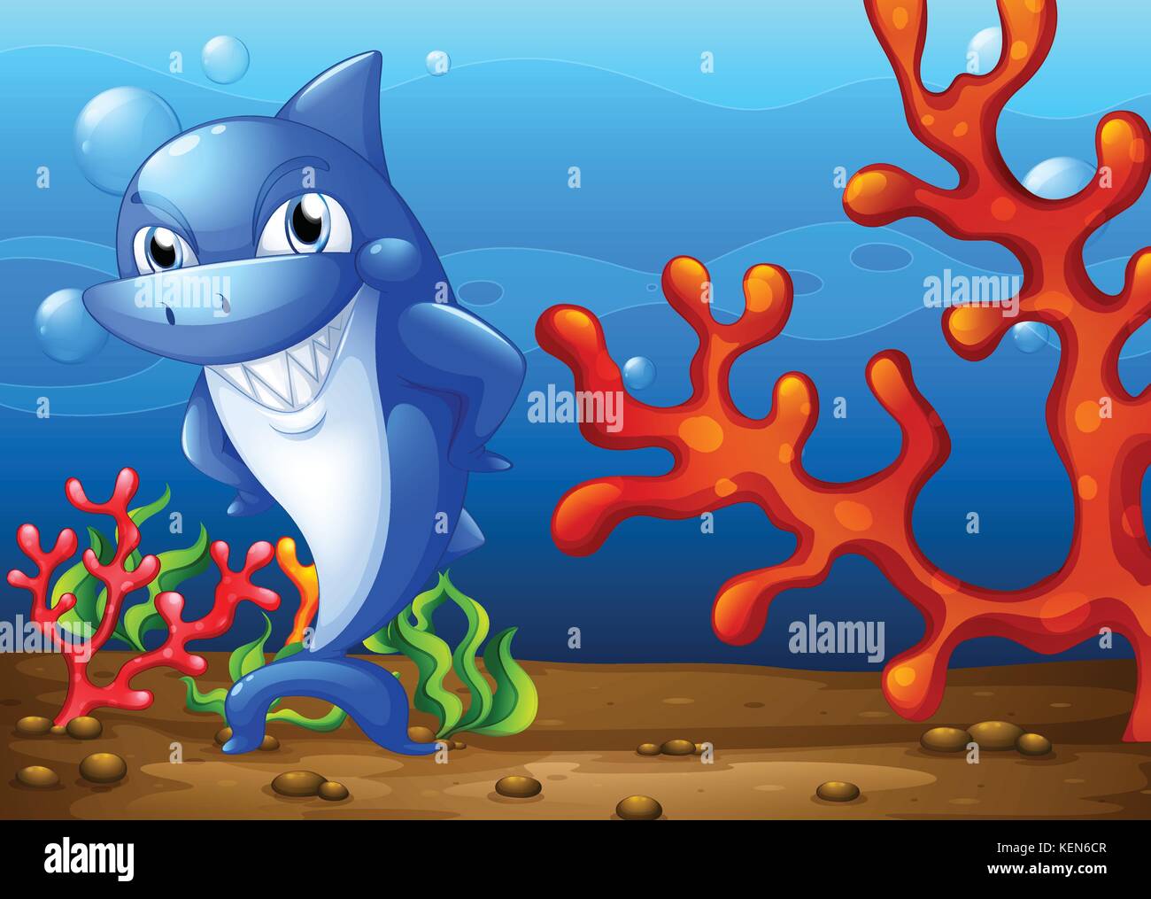 Illustration of a happy shark underwater Stock Vector Image & Art - Alamy