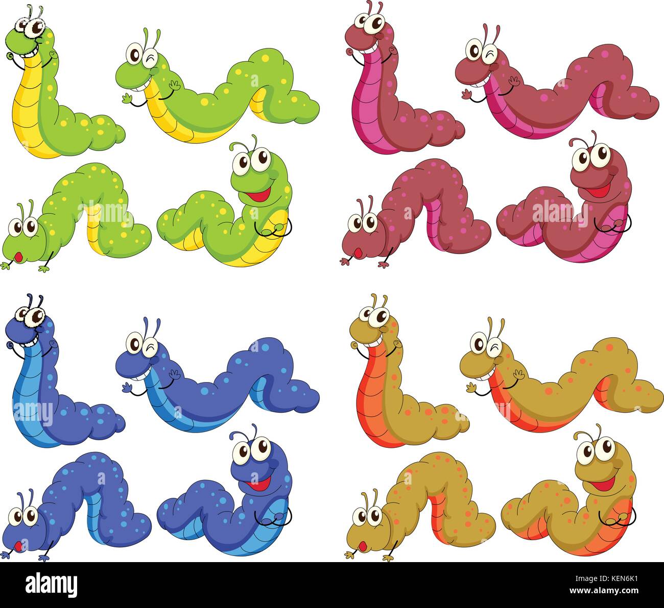 Illustration of a group of caterpillars on a white background Stock ...