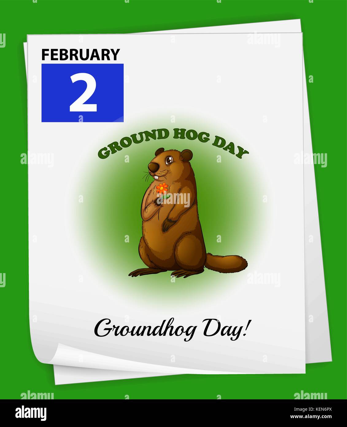 A poster showing the 2nd of February on a green background Stock Vector ...