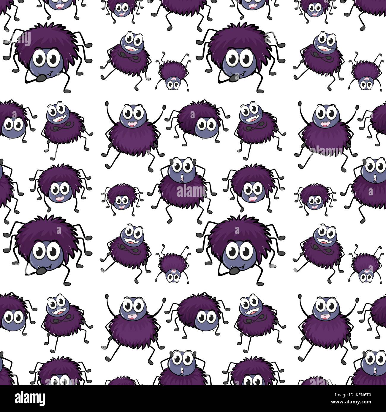 Illustration of the seamless design with spiders on a white background ...
