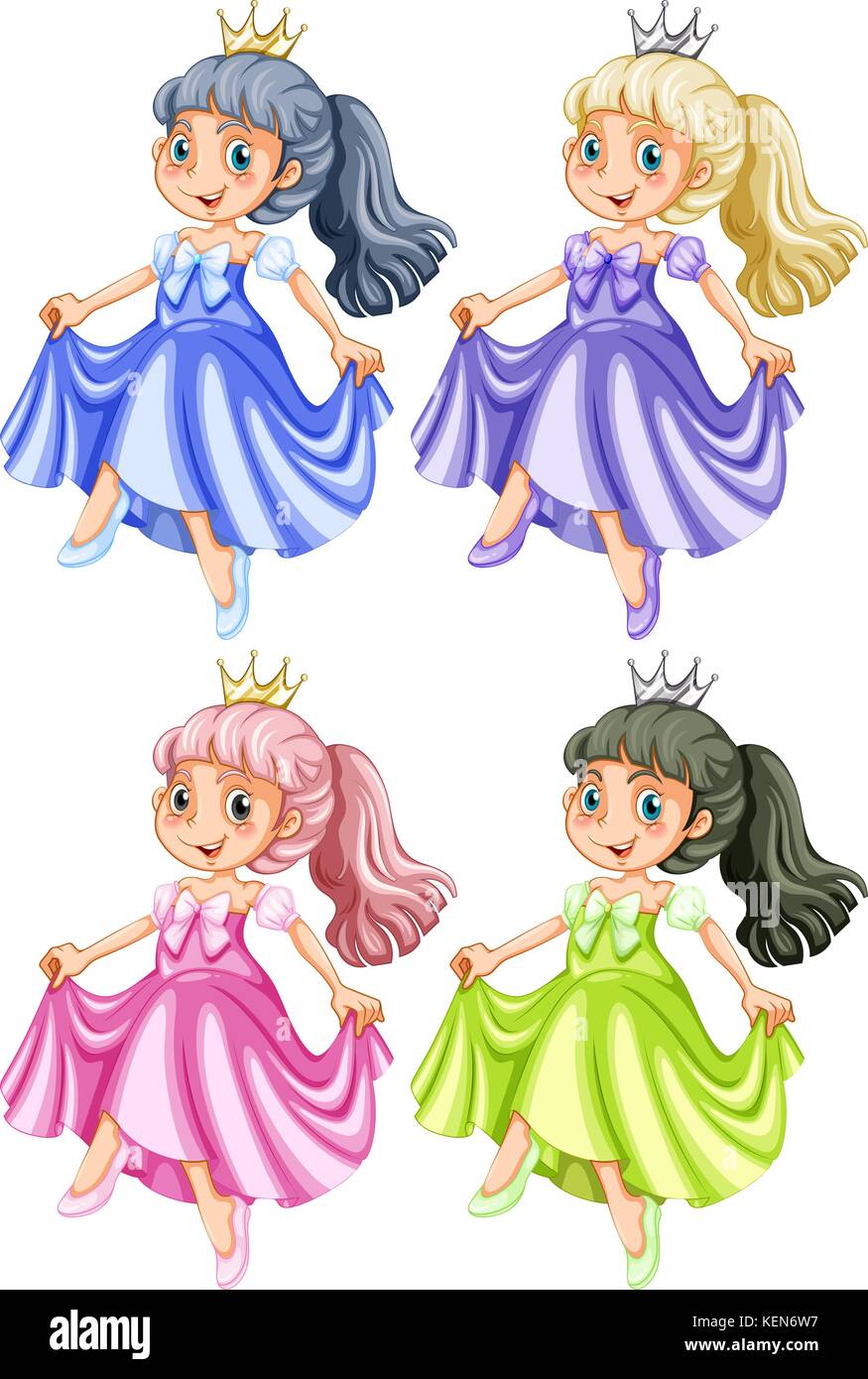 illustration of many princess Stock Vector Image & Art - Alamy