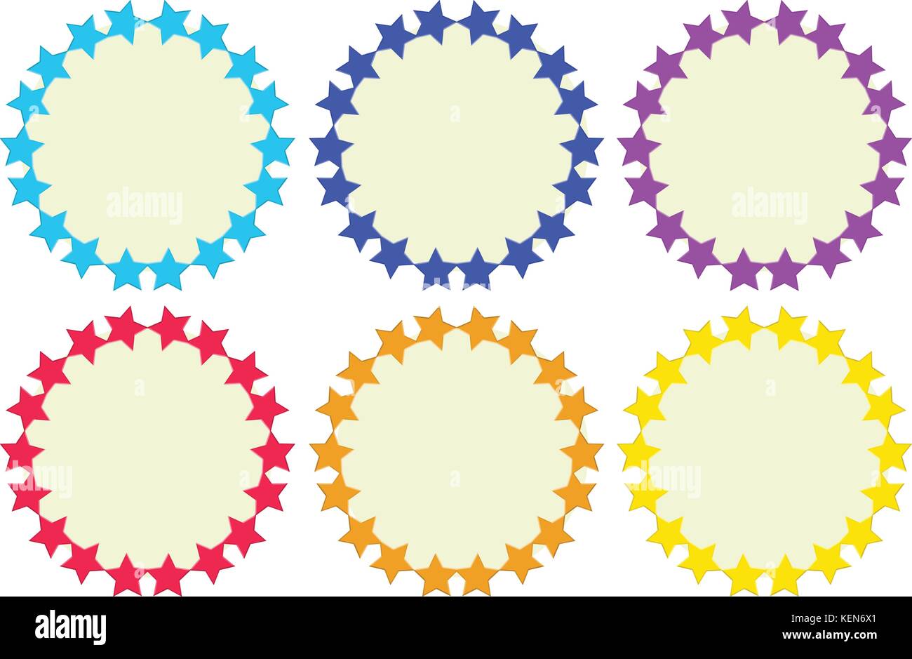 Illustration of the colourful round empty templates made of stars on a ...