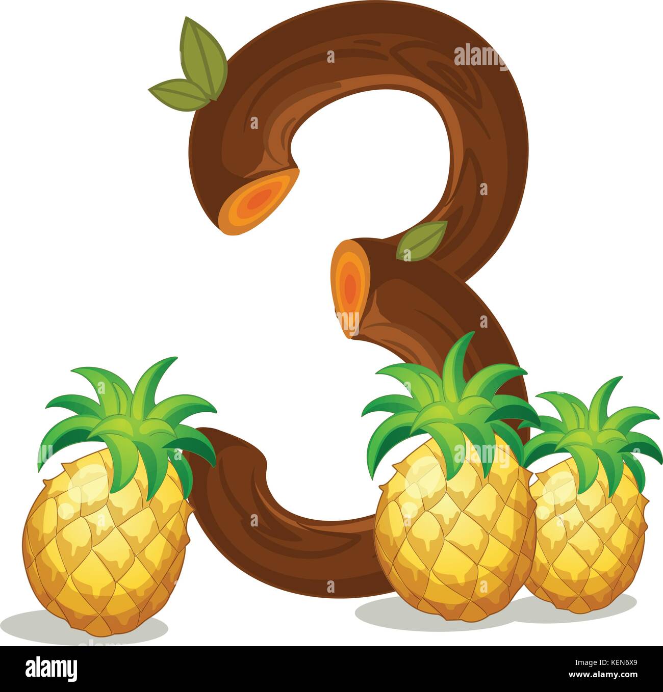 Illustration of the three pineapples on a white background Stock Vector ...