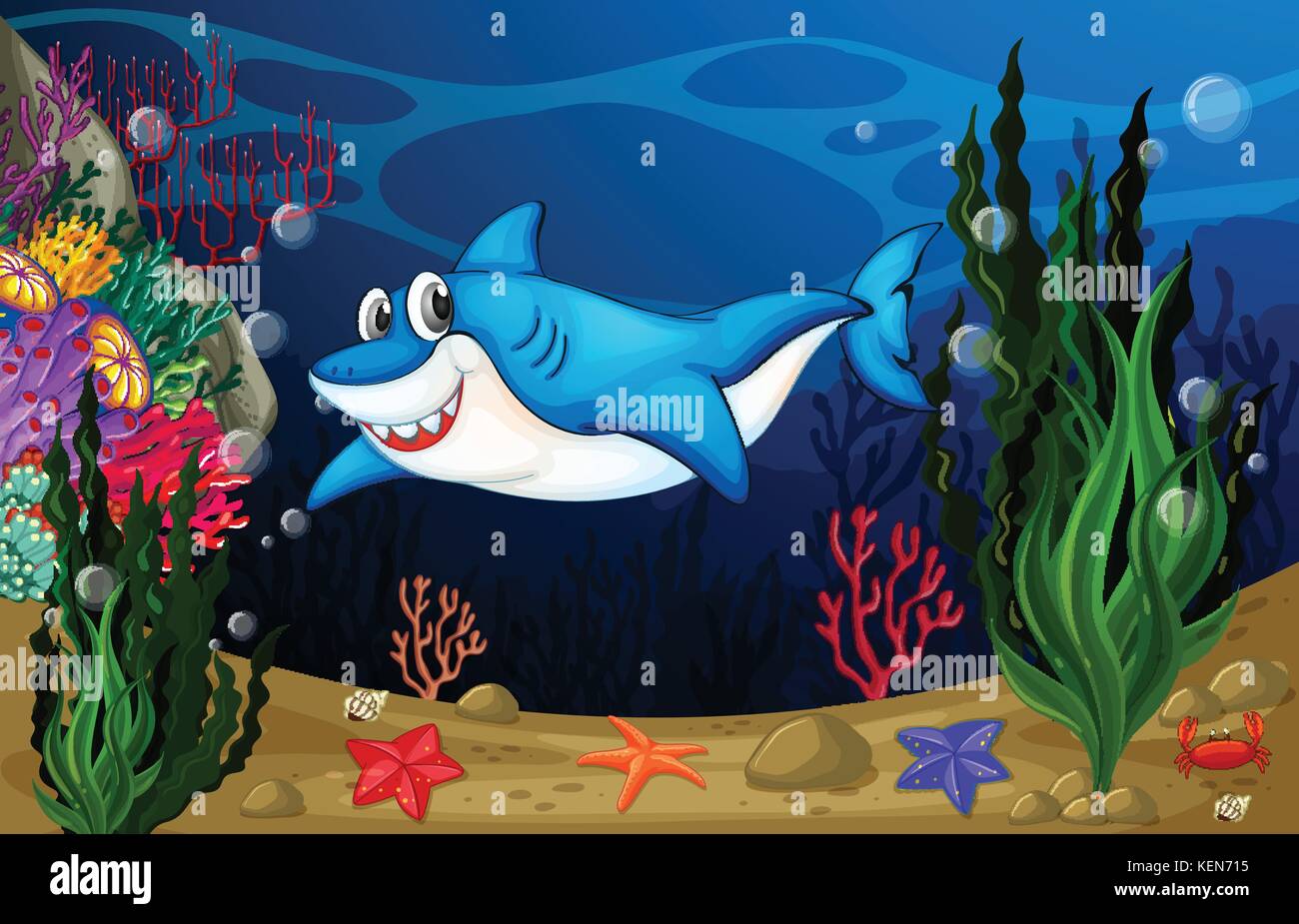 Cartoon shark swimming in ocean hi-res stock photography and images - Alamy
