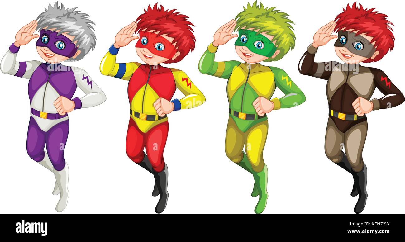 Superheroes in different colour costumes Stock Vector Image & Art - Alamy