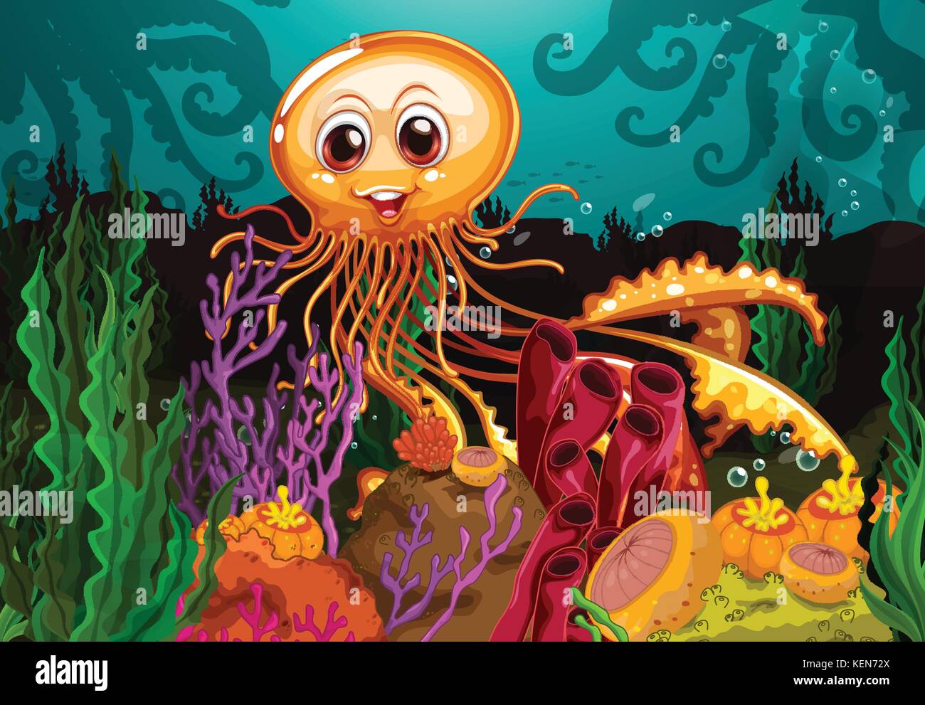 Octopus, reef, colorful Stock Vector Images - Alamy