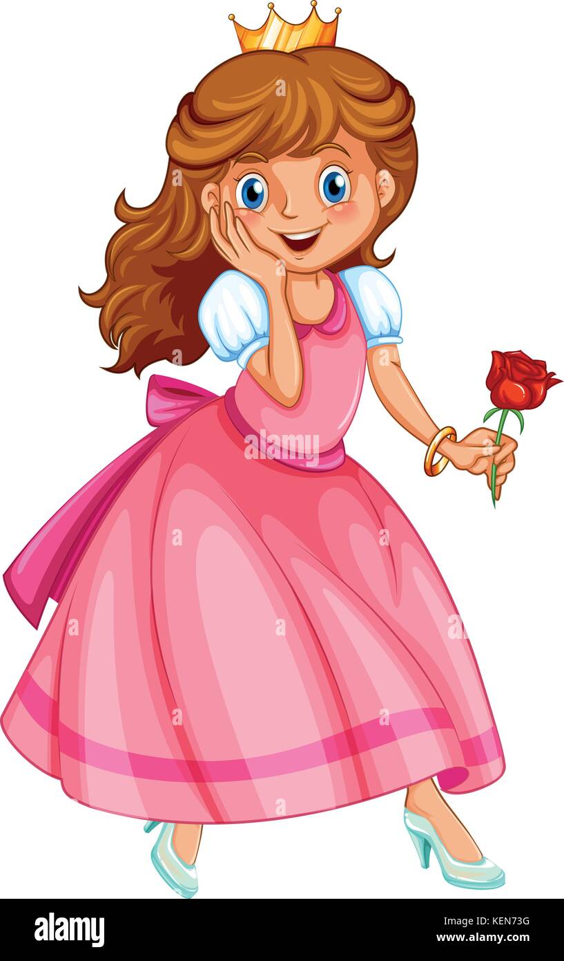 Illustration Of A Beautiful Princess Holding A Rose Stock Vector Image