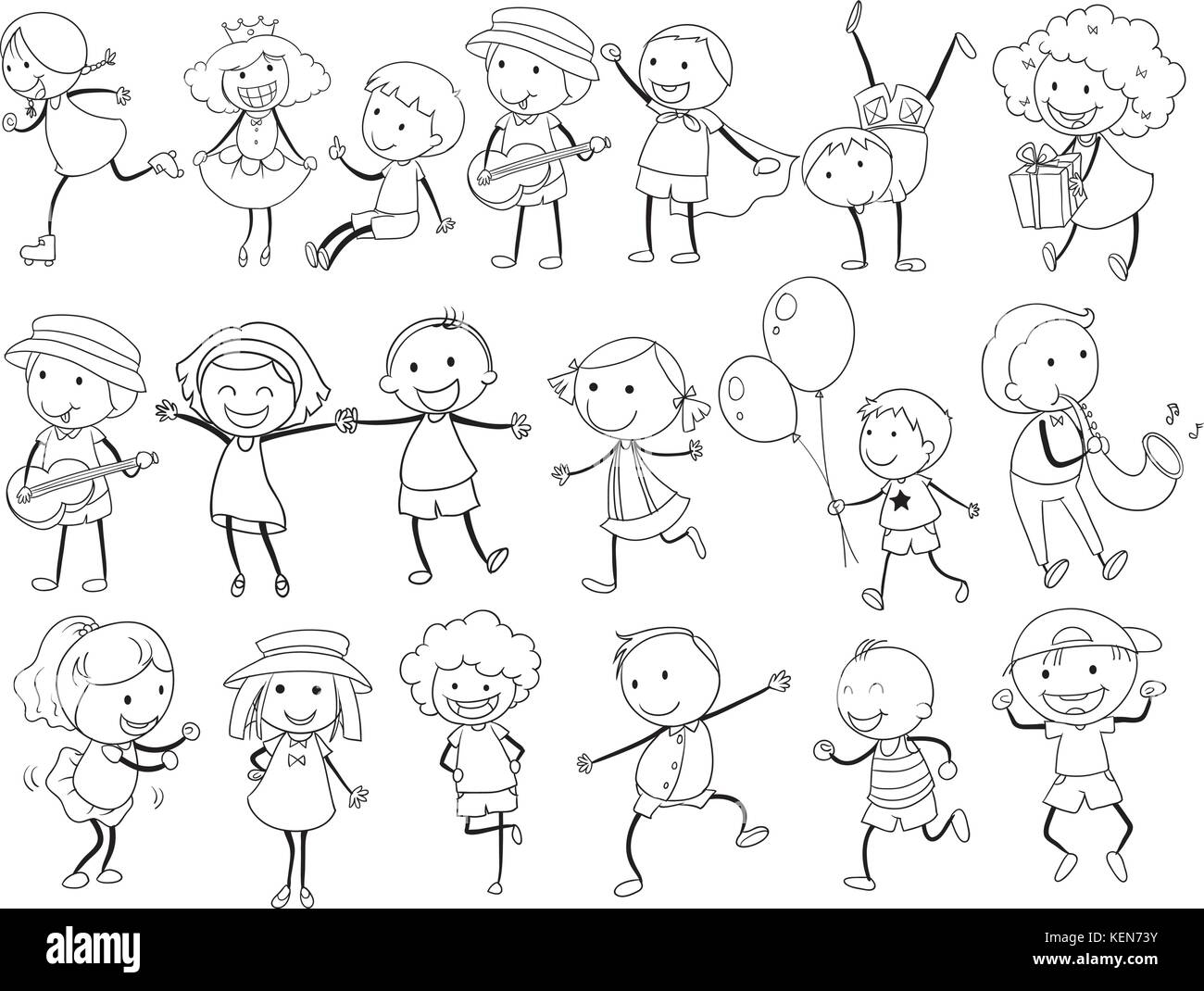 Illustration of simple kid doodle actions Stock Vector Image & Art - Alamy