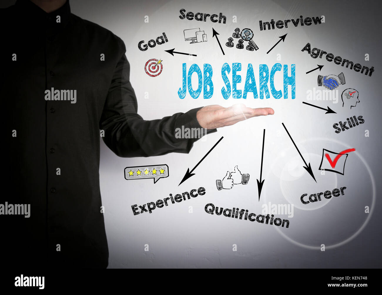 Job Search concept. Successful businessman at the light background ...