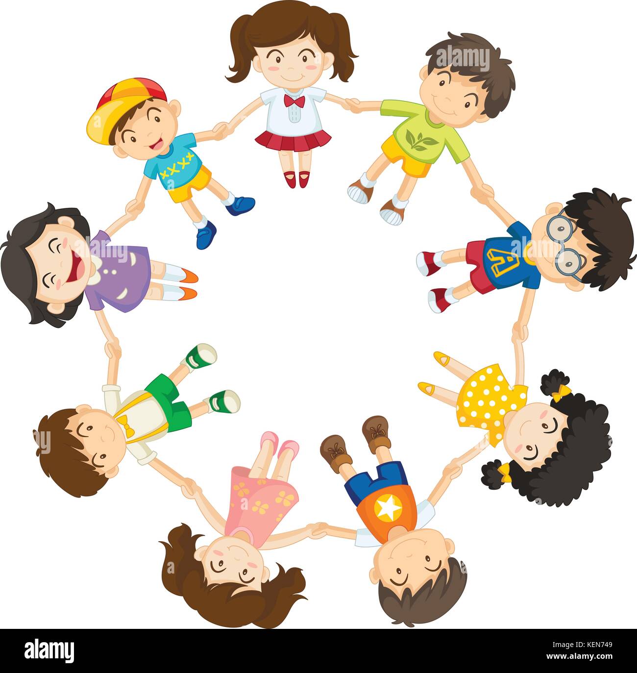 Illustration of the kids forming a circle on a white background Stock ...