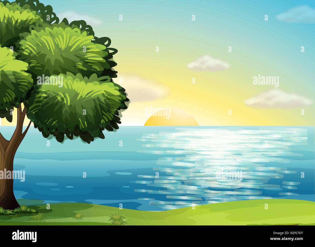 Illustration of a view of the ocean Stock Vector Image & Art - Alamy