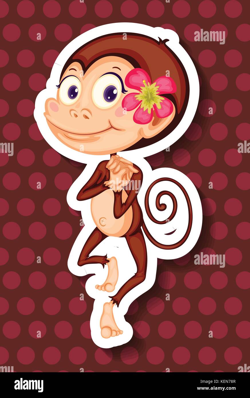 Illustration of a single monkey with polkadot background Stock Vector ...