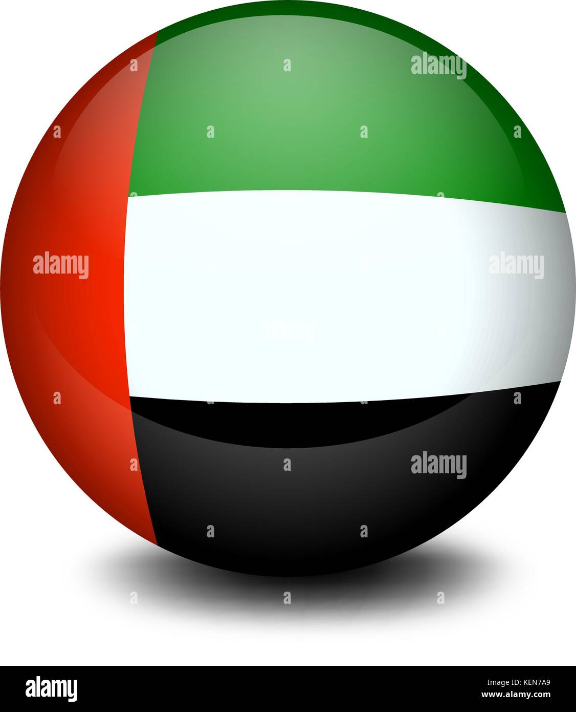 Illustration of a ball with the flag of the United Arab Emirates on a ...