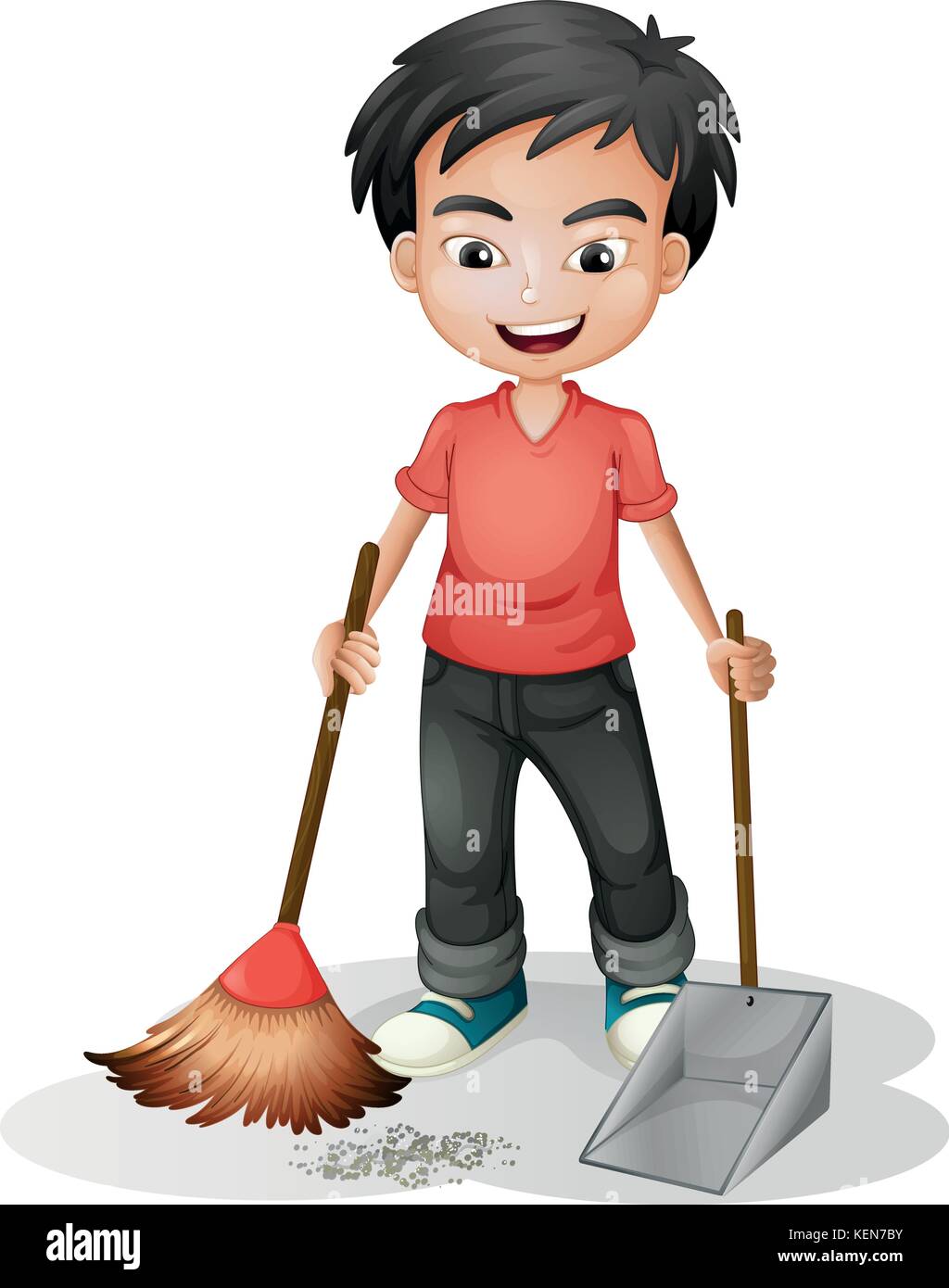 Boy Dusting Clipart