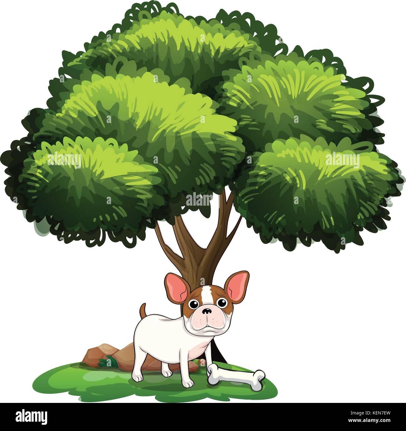 Illustration of a dog standing under the tree Stock Vector Image & Art ...