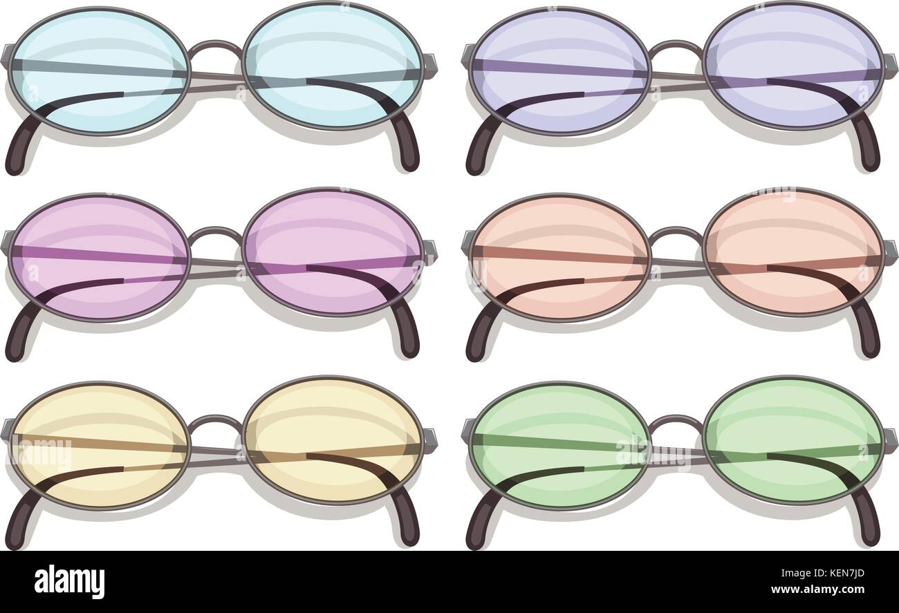 Illustration of many eyeglasses with different color lens Stock Vector ...