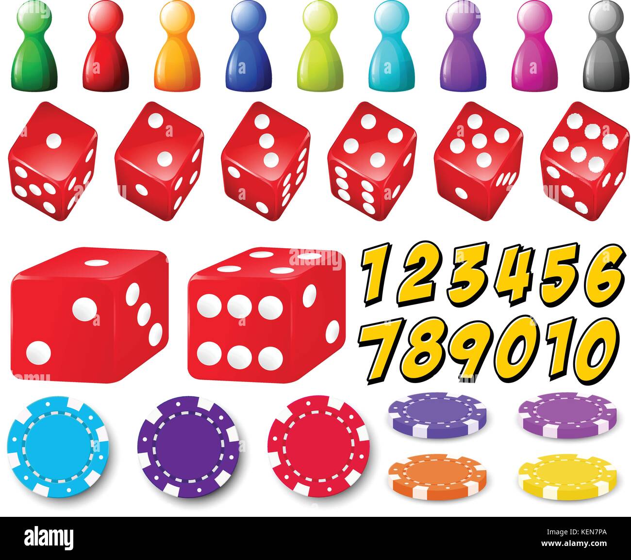 Set of number games with dice and coins Stock Vector Image & Art - Alamy