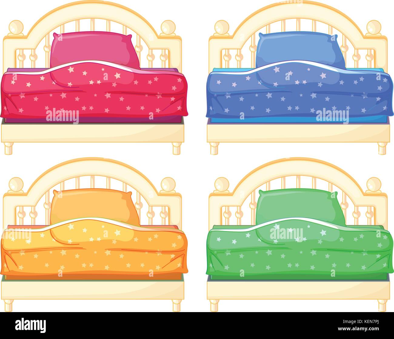 Illustration of four different color bed Stock Vector Image & Art - Alamy