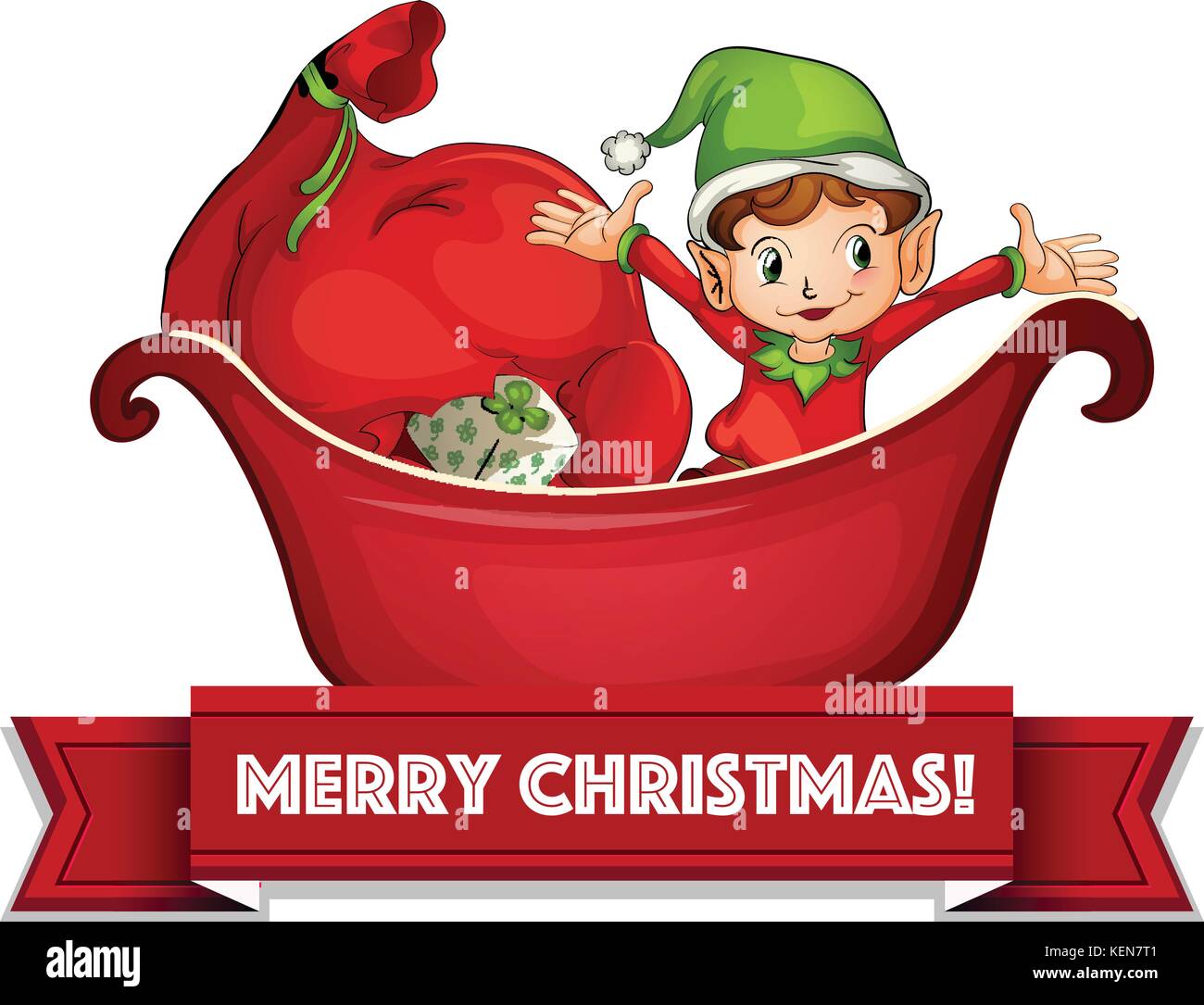 Christmas elf in sled on white Stock Vector Image & Art - Alamy