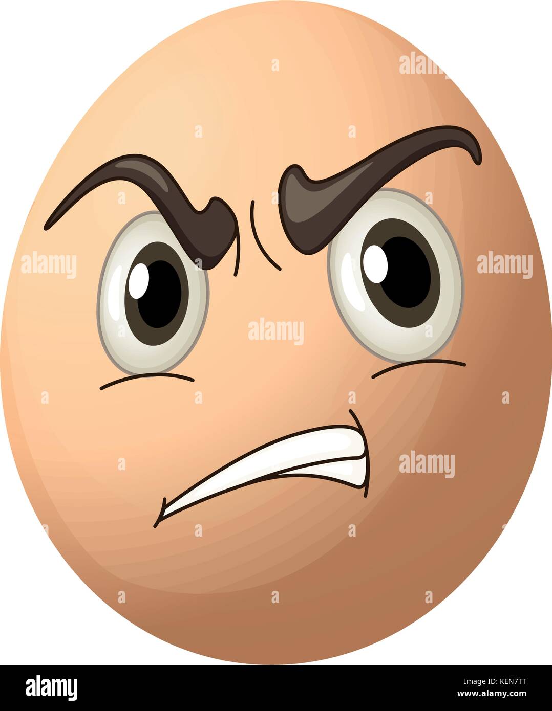 Illustration of an egg with an angry face on a white background Stock ...