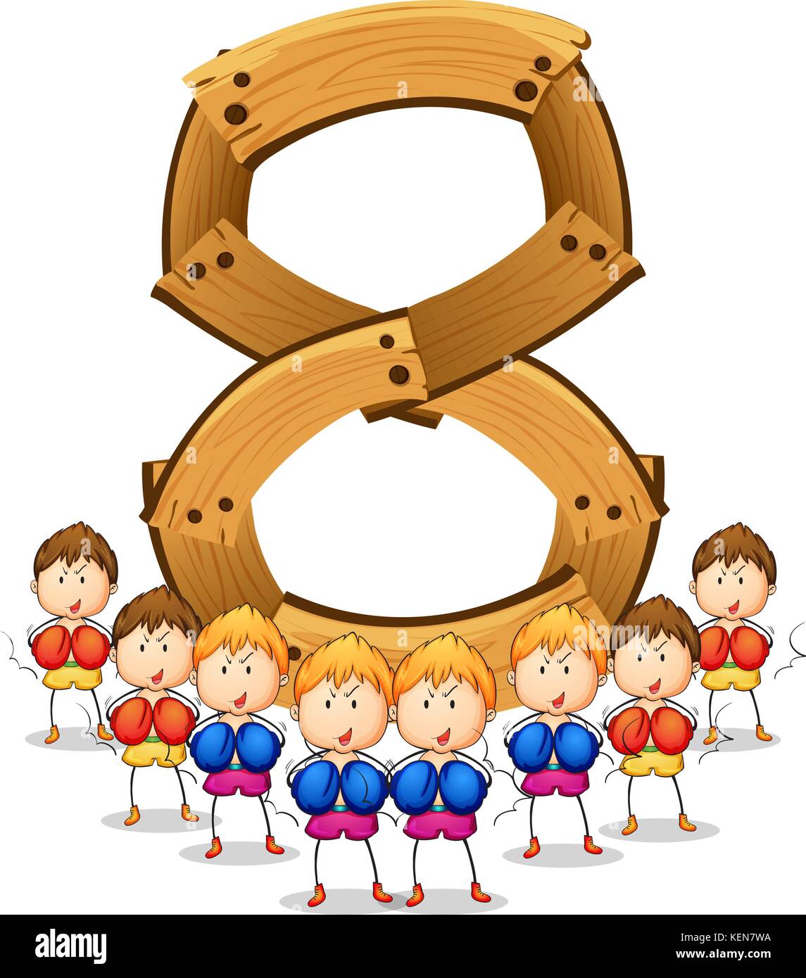 Illustration of number eight with boxers Stock Vector Image & Art - Alamy