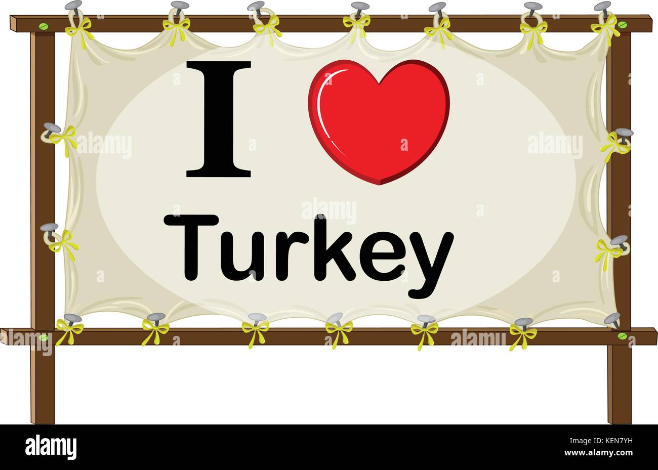 A signage showing the love of Turkey on a white background Stock Vector ...
