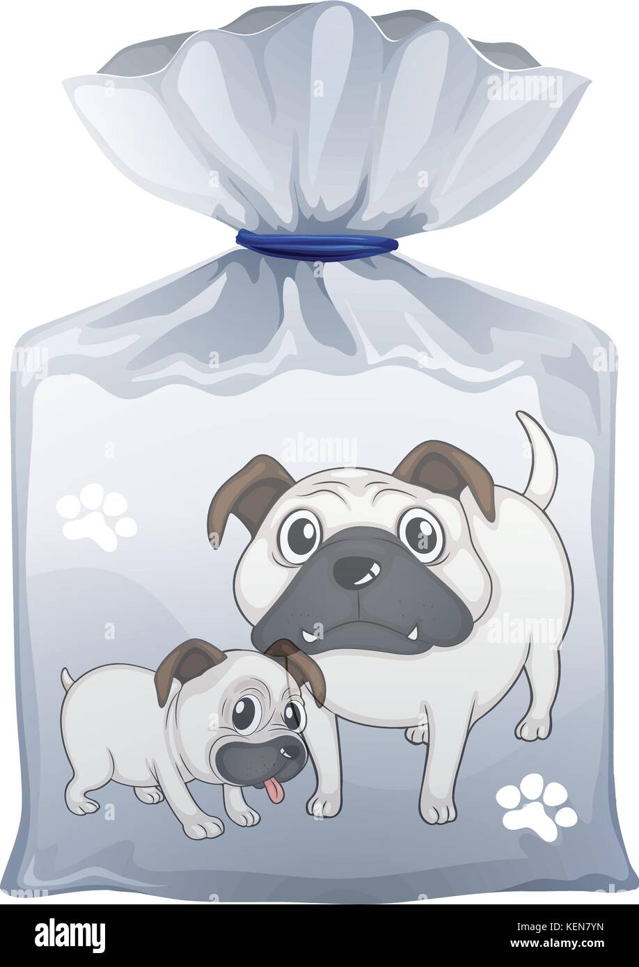Illustration of a plastic pouch with a picture of two cute dogs on a ...