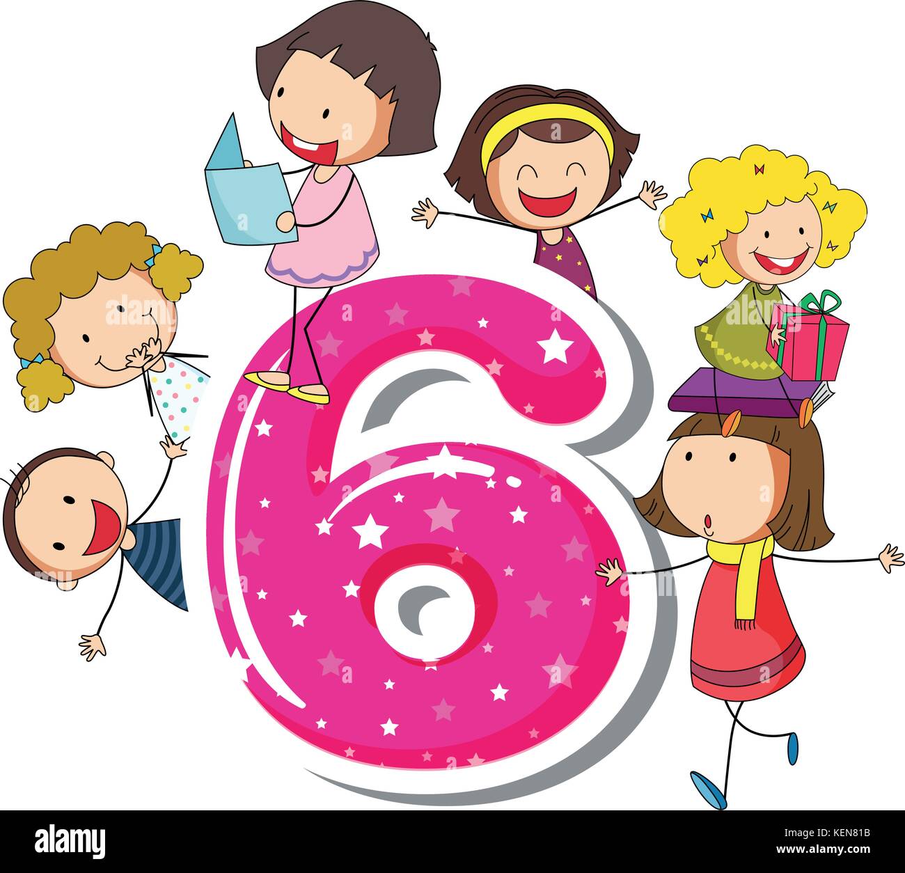 Six adorable kids on a white background Stock Vector Image & Art - Alamy