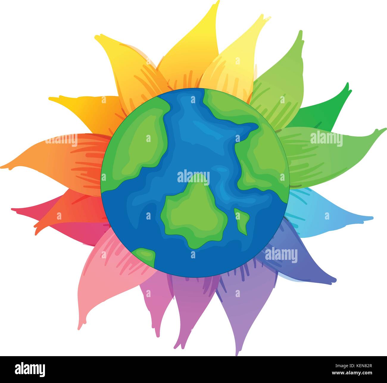 Planet Earth with flowers on a white background Stock Vector Image ...