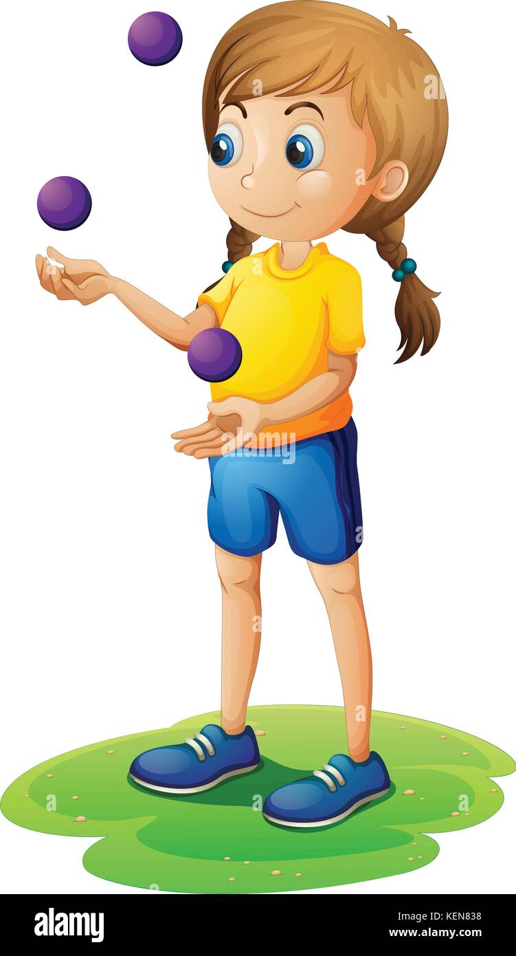 Illustration of a young lady juggling on a white background Stock ...