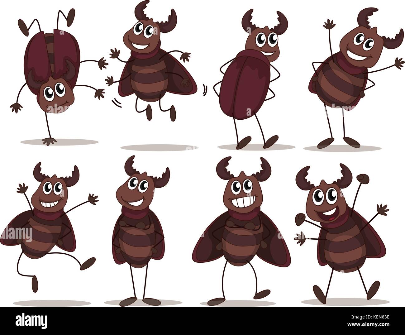 Illustration of a group of smiling bugs on a white background Stock ...