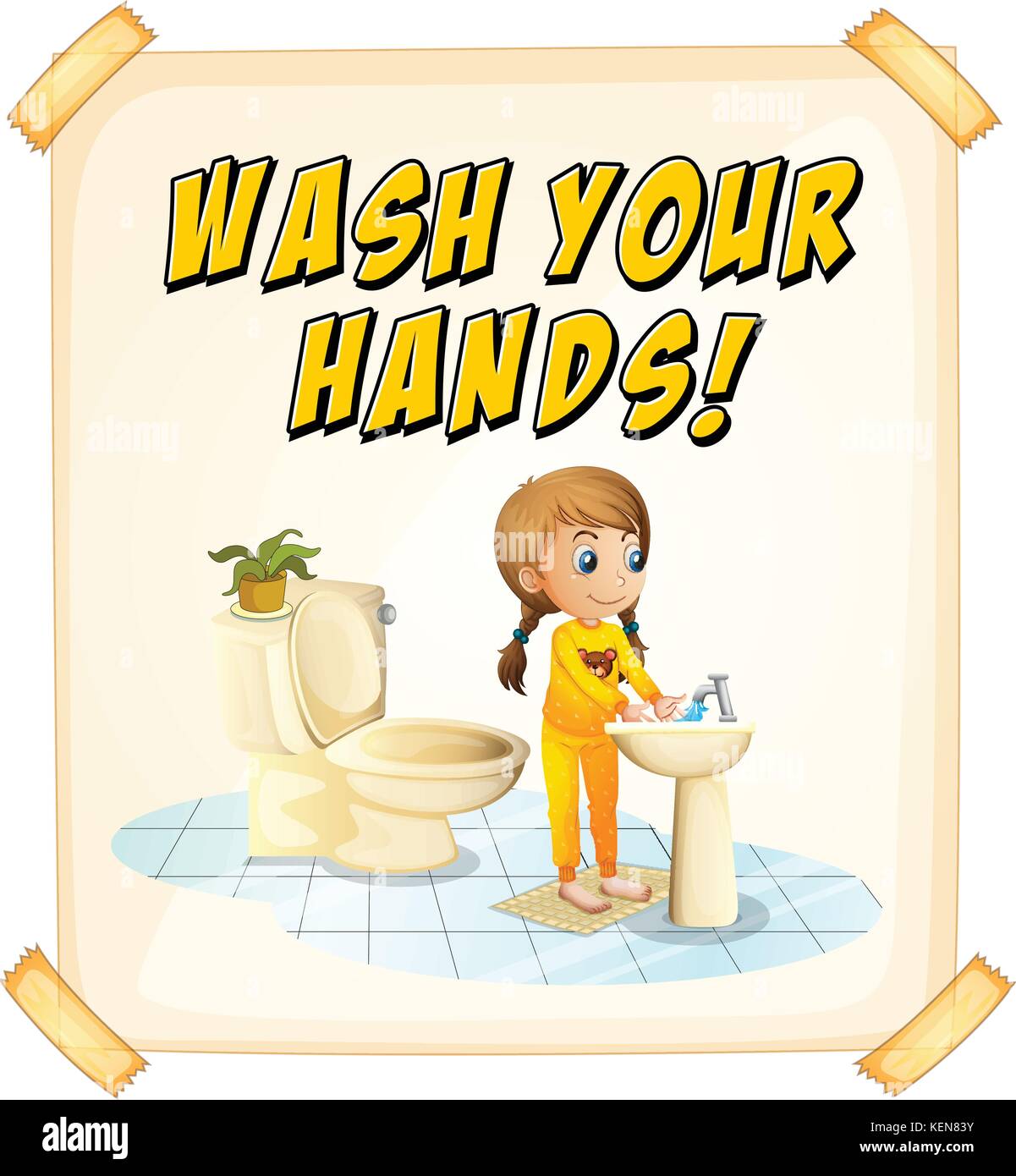Wash you hands poster with child Stock Vector Image & Art - Alamy