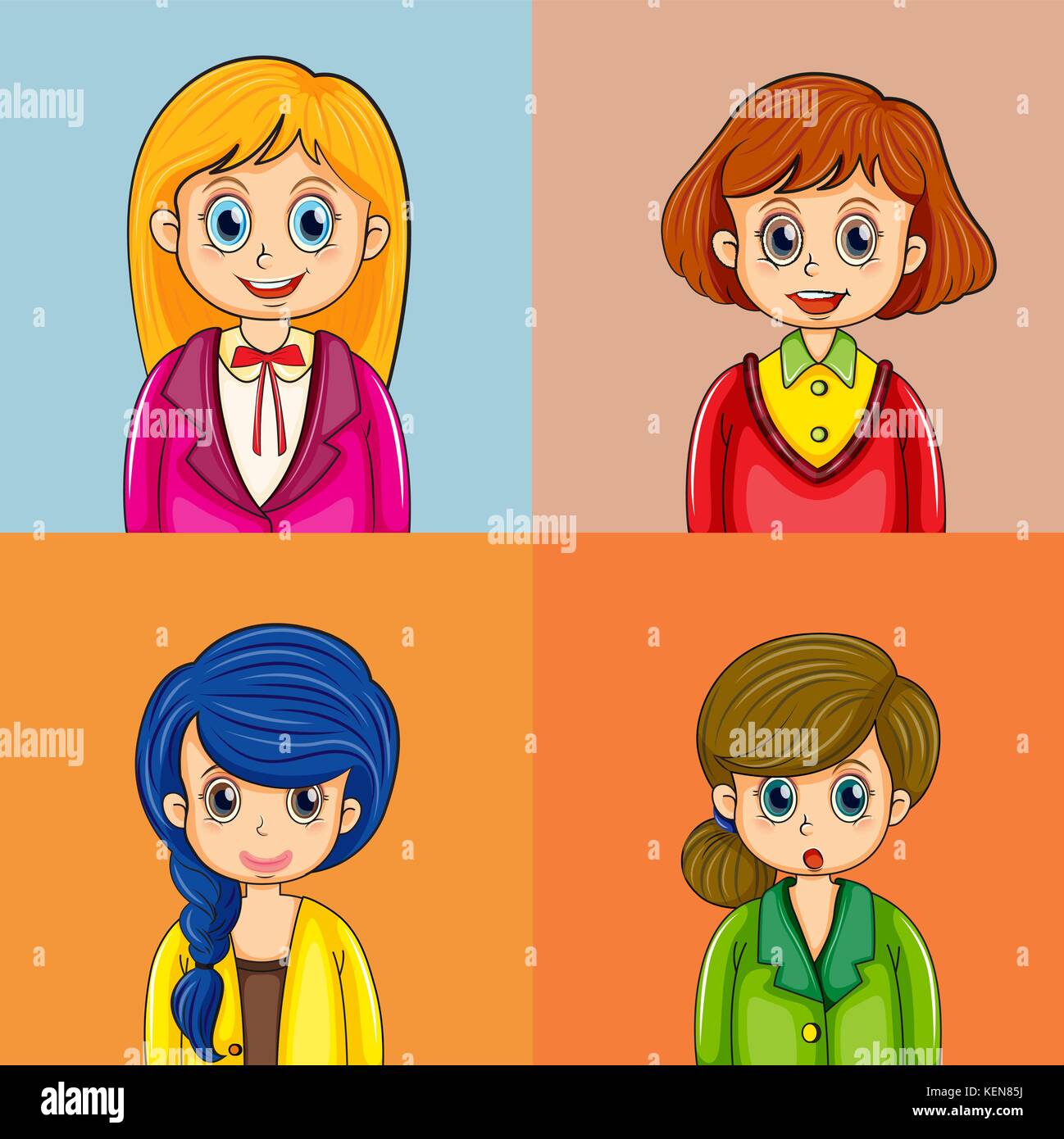Illustration of four squares of woman Stock Vector Image & Art - Alamy
