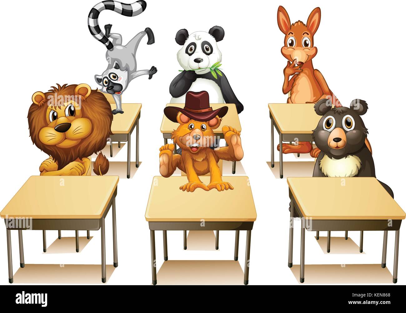 Illustration of many animals in a classroom Stock Vector Image & Art ...