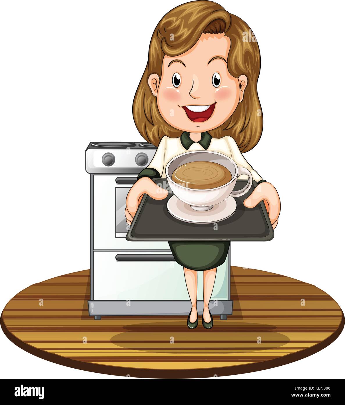 Girl holding tray serving Stock Vector Images - Alamy
