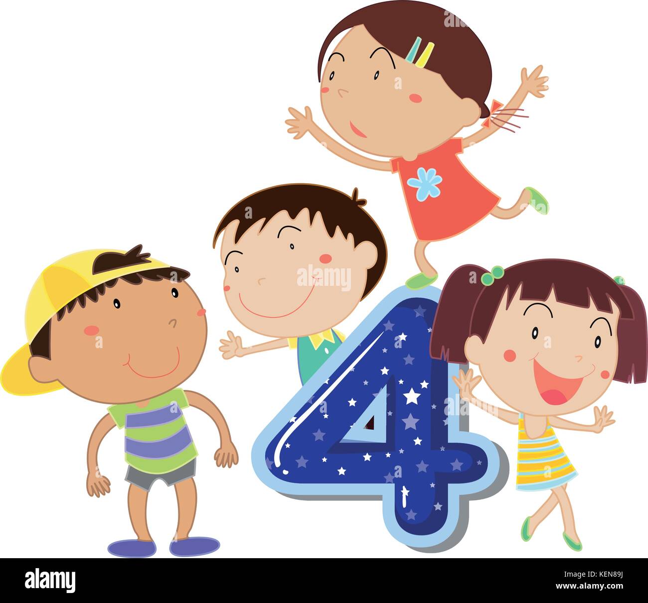 Illustration of a flashcard number four Stock Vector Image & Art - Alamy