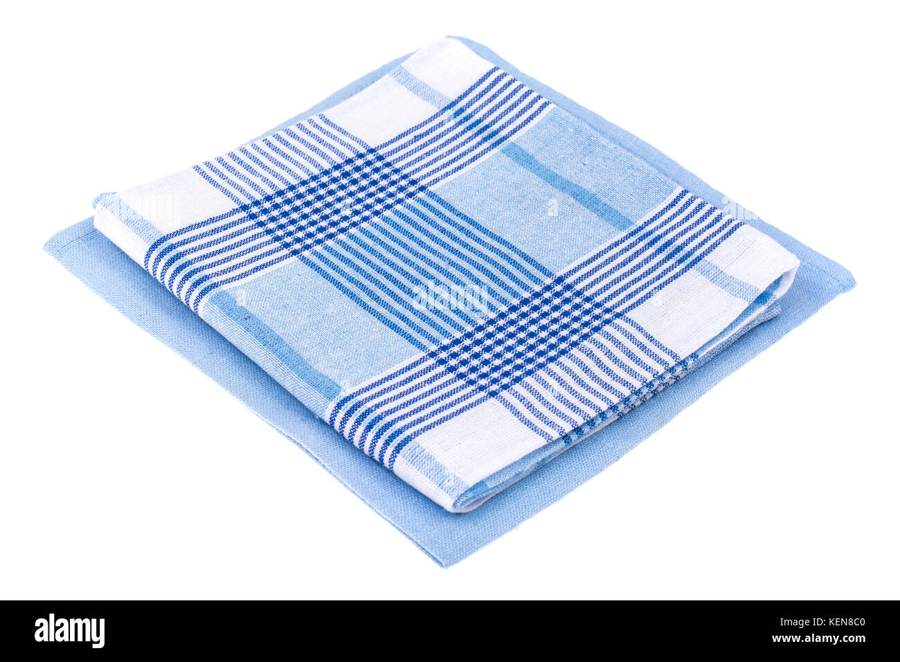 Blue kitchen cloth on white background. Studio Photo Stock Photo - Alamy