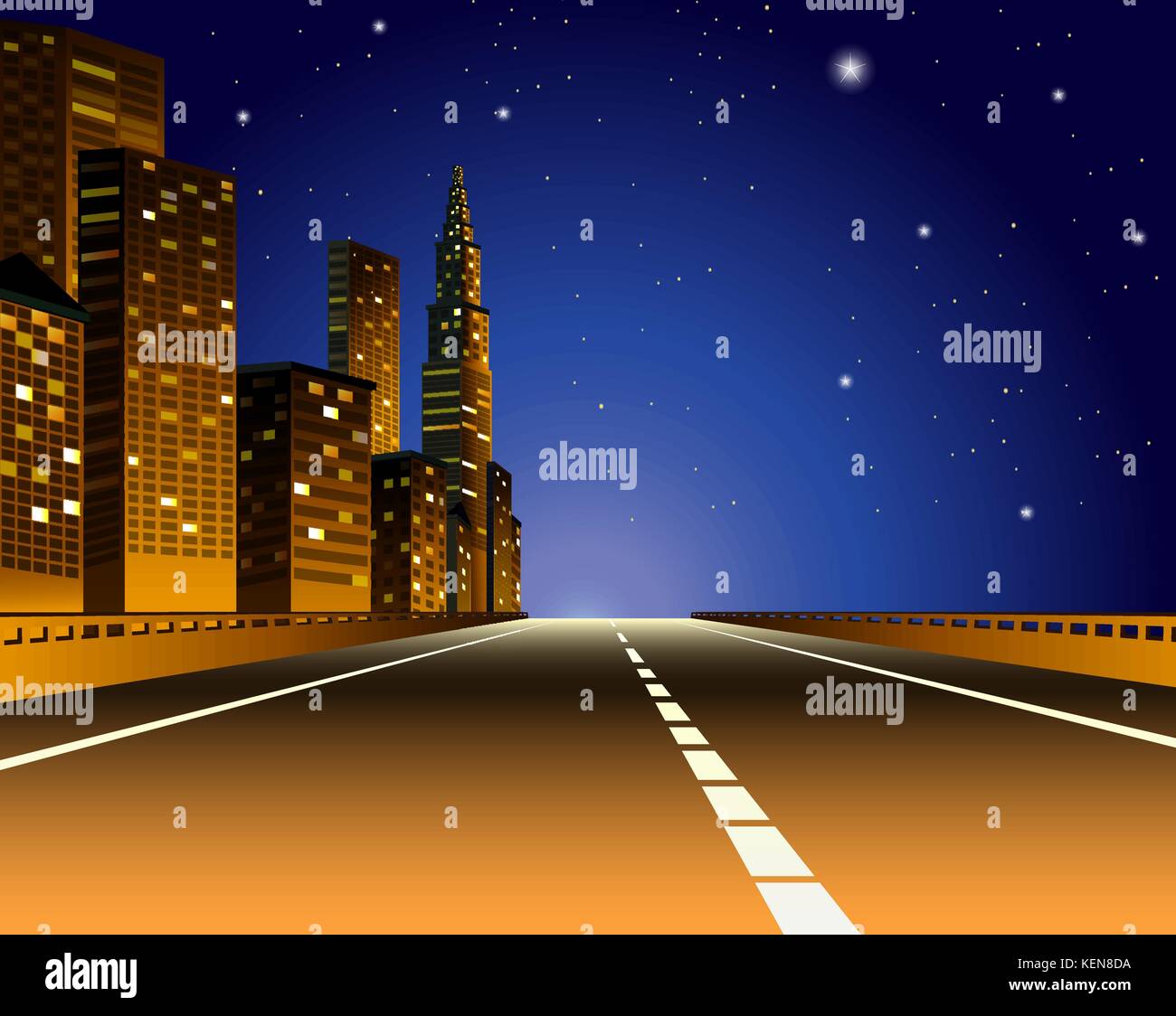 Illustration of a city view by the express way Stock Vector Image & Art ...