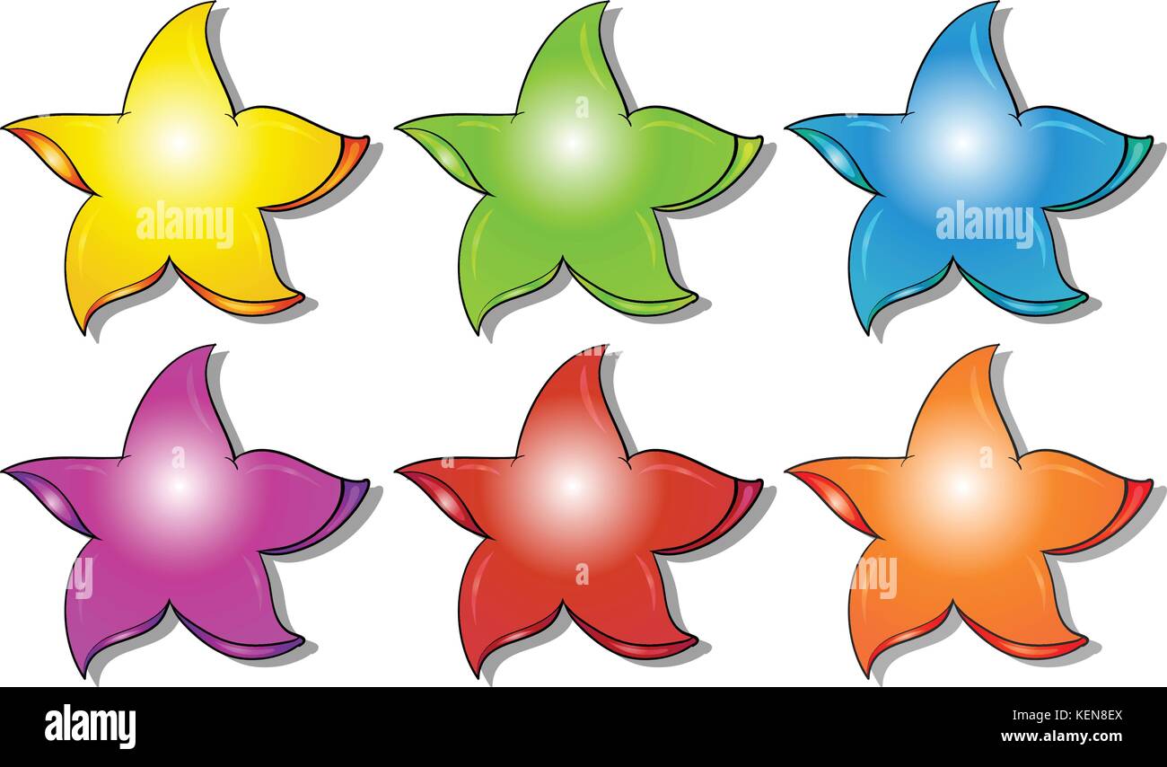 Illustration of the six colorful stars on a white background Stock ...