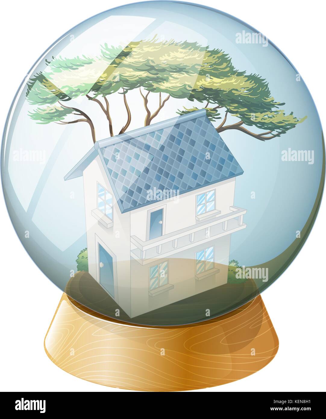 Illustration of a big house inside the crystal ball on a white ...