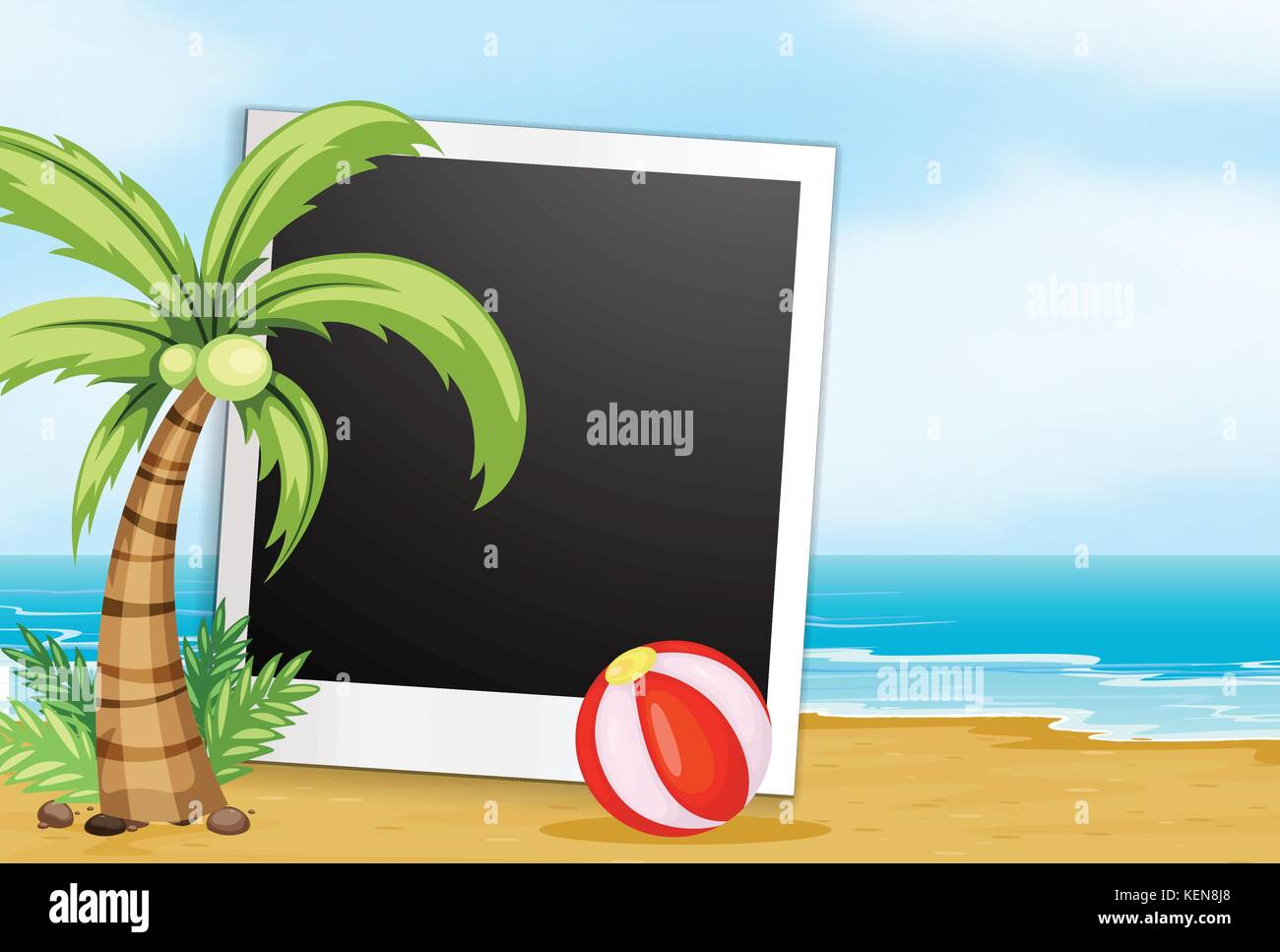 Illustration of a photo frame with beach background Stock Vector Image ...